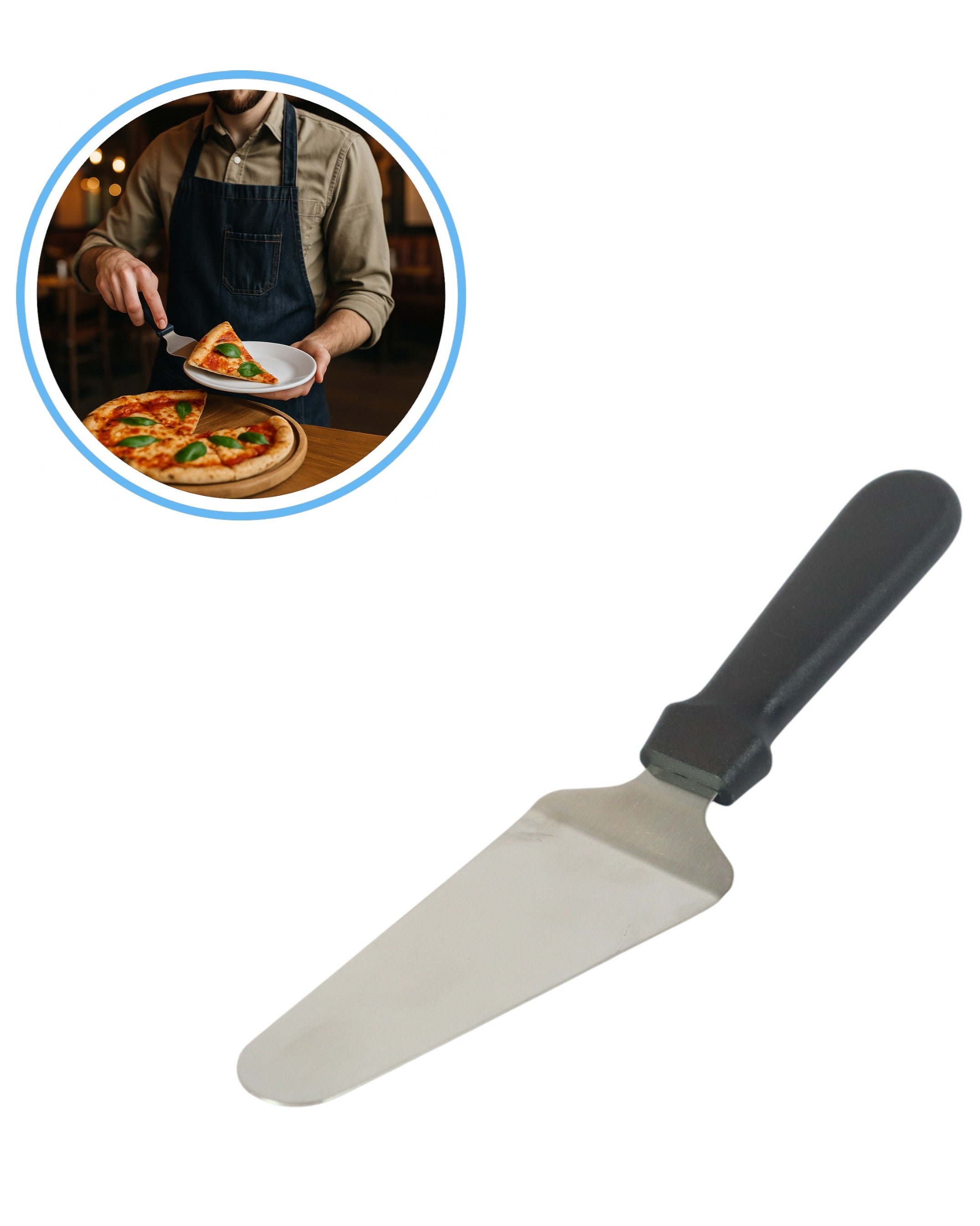 Espátula Triangular para Servir Pizza de Acero Inoxidable con Mango Er ...